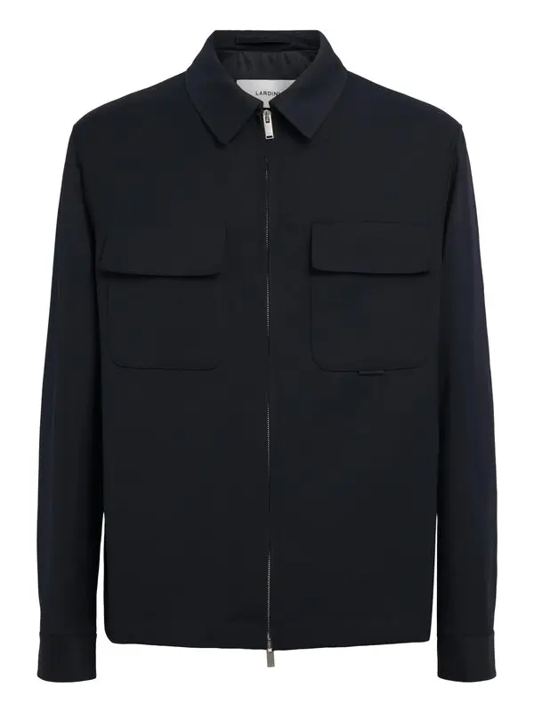 LARDINI Cotton 2-way Zip Jacket - Navy