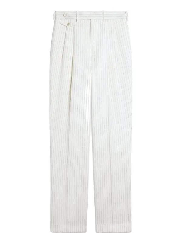 Dunhill Linen Pinstripe Tailored Trousers - Ivory