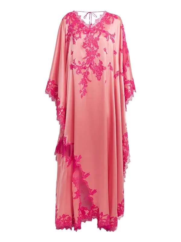 TORLOWEI Silk Kaftan With Lace Inserts - Pink