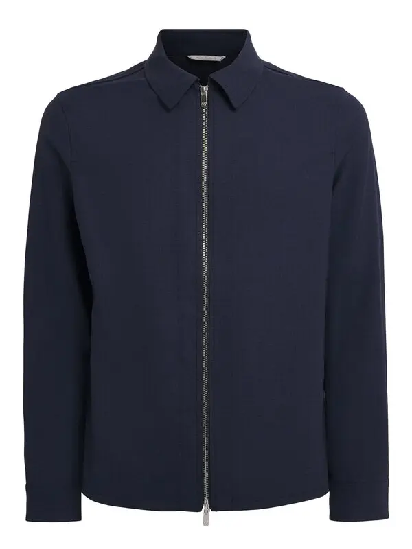 Marco Pescarolo Virgin Wool Blend Zip Up Jacket - Navy