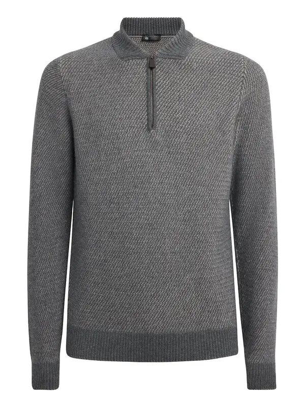 Colombo Cashmere Silk Quarter-zip Sweater - Grey