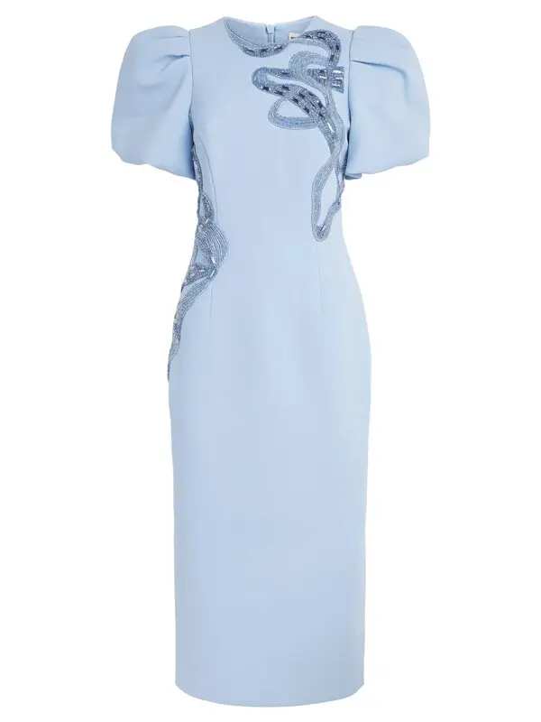 Rebecca Vallance Embellished Puff Sleeve Midi Dress - Blue