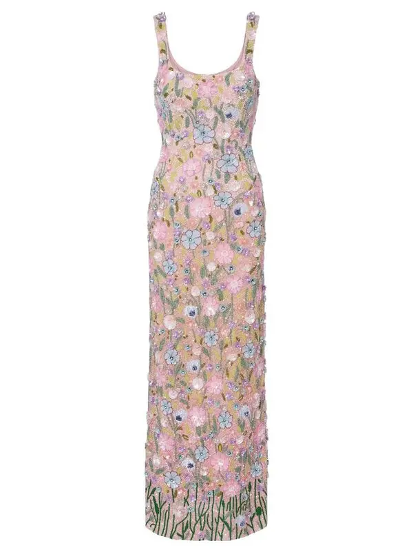 LA FUORI Embellished Floral-applique Gown - Multicoloured