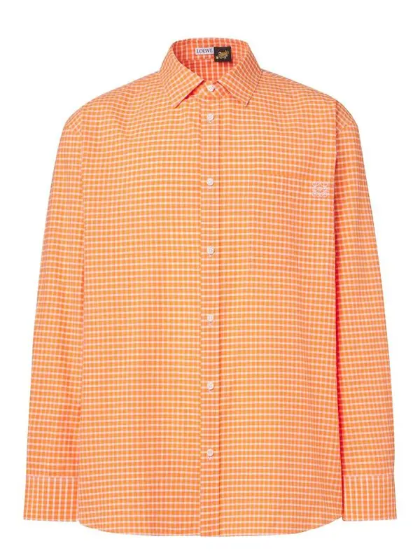 Loewe Checked Cotton-blend Shirt - Orange
