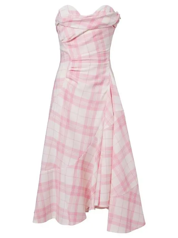 VIVIENNE WESTWOOD Spiral Checked Wool-blend Bustier Dress - Pink