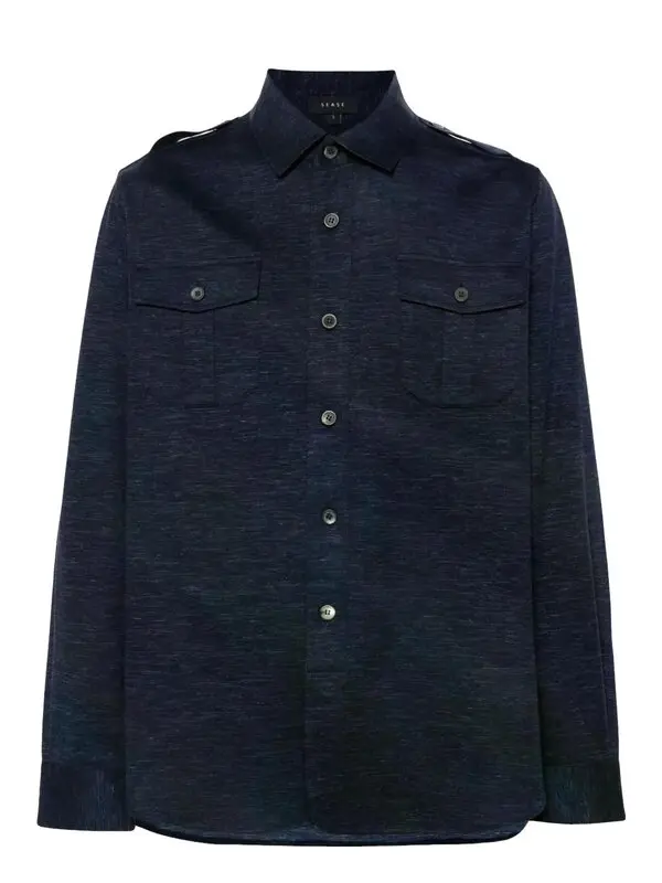 Sease Mélange-effect Virgin Wool-silk Shirt - Blue