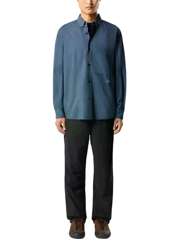 Stone Island Logo-embroidered Button-down Shirt - Blue