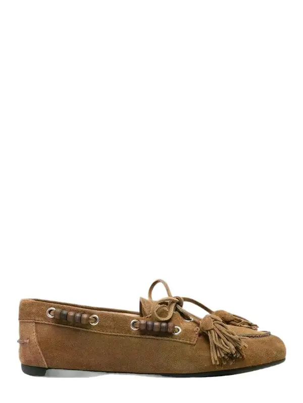 Miu Miu Suede Tassel Detail Loafers - Green