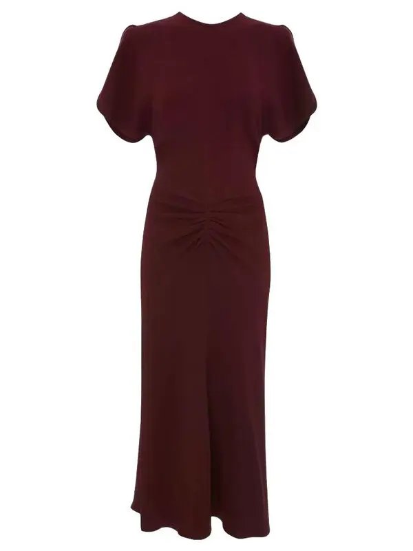 Victoria Beckham Bela Gathered Midi Dress - Red