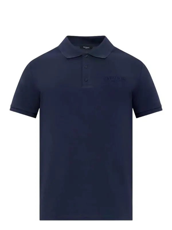 Balmain Logo-embroidered Polo Shirt - Blue