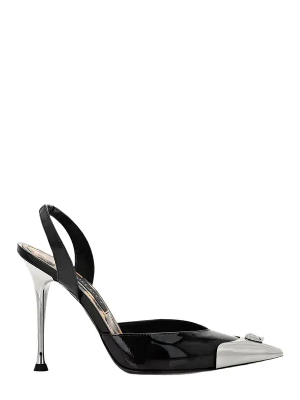 Philipp Plein Crystal Skull Slingback Pumps - Black