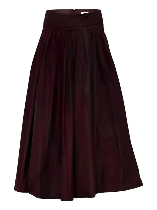 Max Mara Romina Pleated Taffeta Midi Skirt - Red