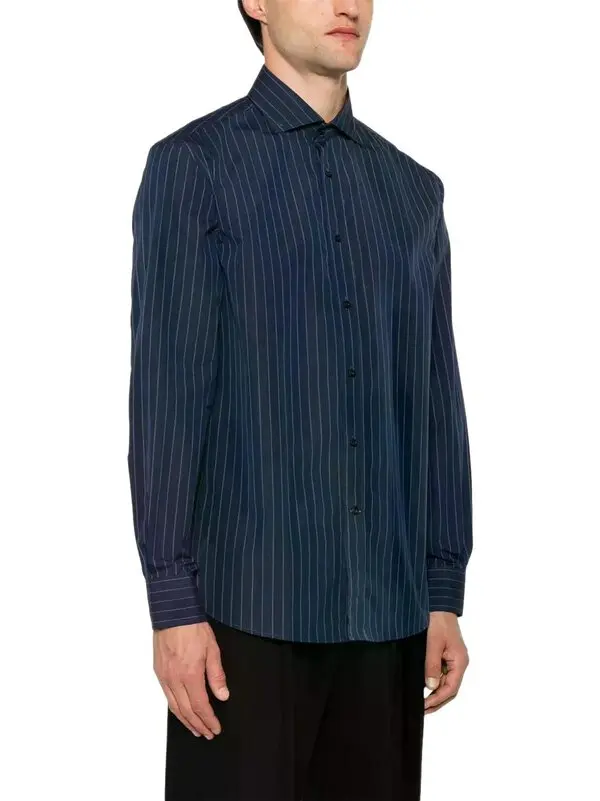 Brunello Cucinelli Pinstripe-print Long-sleeve Shirt - Blue