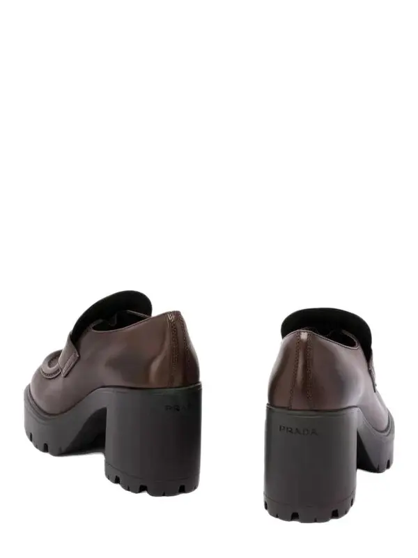 Prada Logo Plaque Chunky Loafers - Brown
