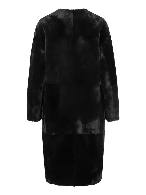 BLANCHA Shearling Panelled Coat - Black