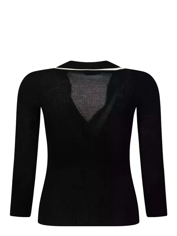 Elisabetta Franchi Ribbed Knit Logo Embroidered Sweater - Black