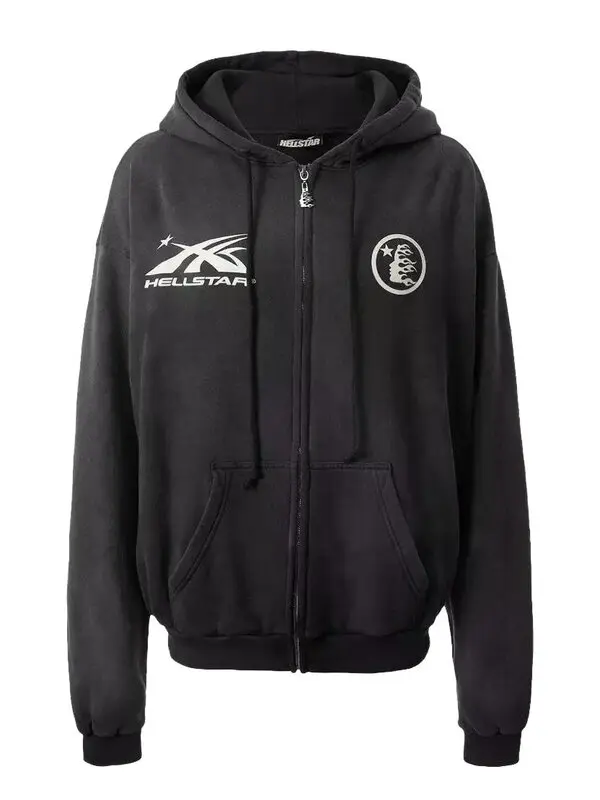 HELLSTAR Logo-print Zip-up Hoodie - Black