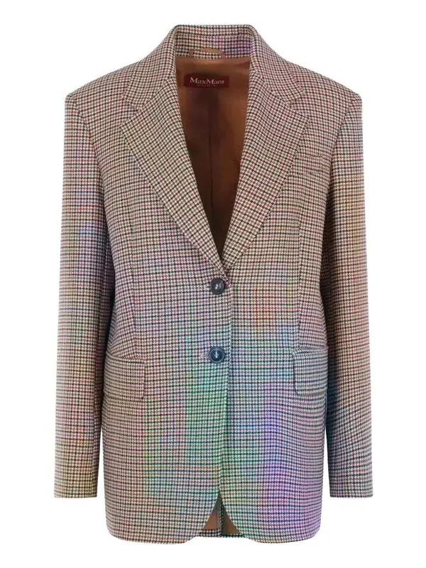 Max Mara Houndstooth Single-breasted Jacket - Neutrals