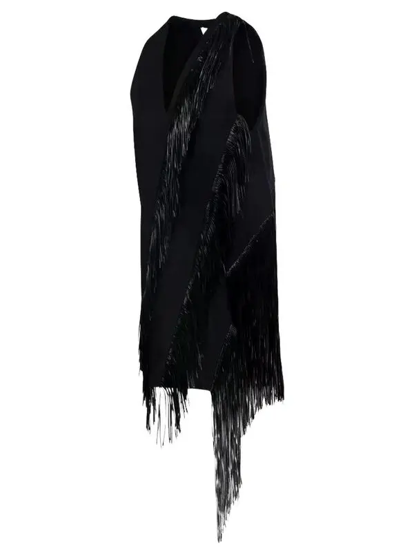 Sportmax Spxgalosce Fringe-trimmed Sleeveless Mini Dress - Black