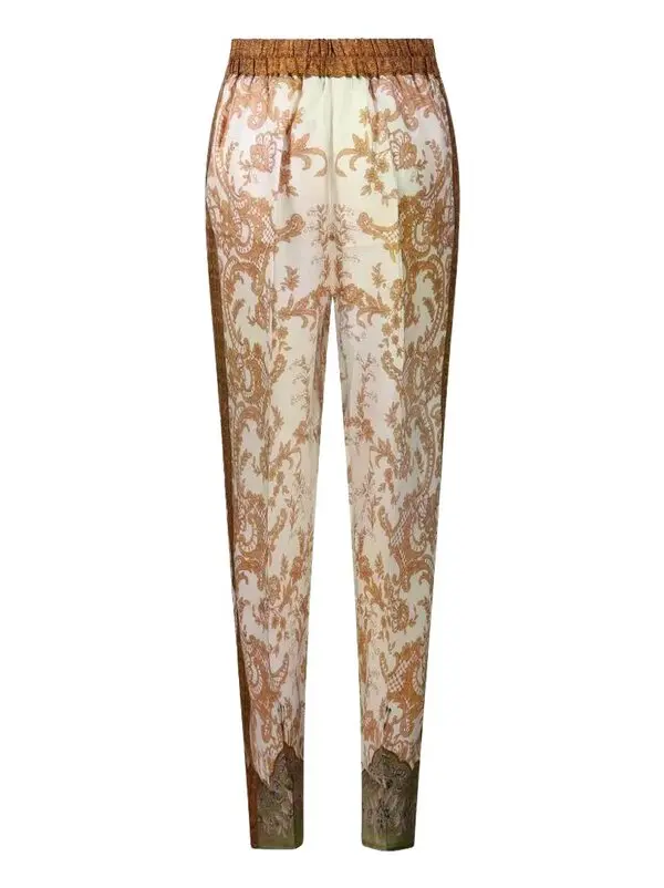 PIERRE-LOUIS MASCIA Baroque Print Tapered Trousers - Neutrals