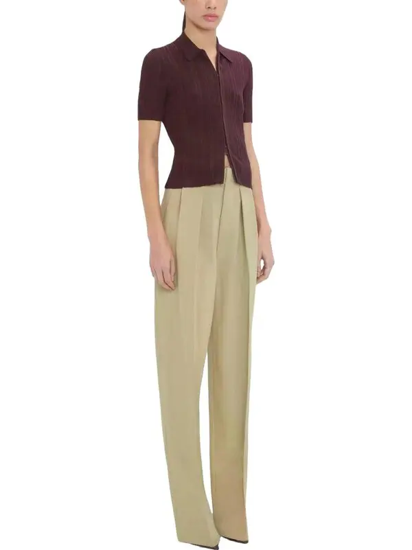Victoria Beckham Ribbed Zip-up Short-sleeve Cardigan - Red
