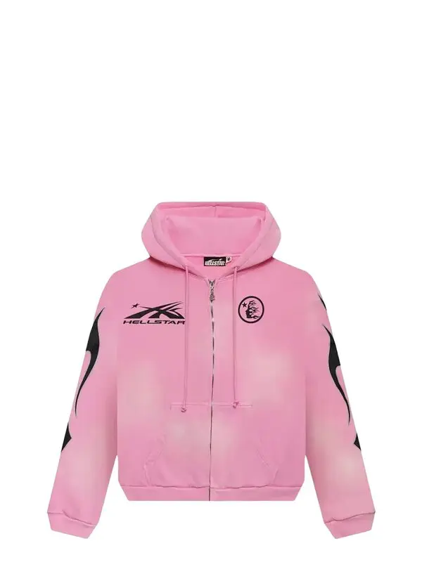 HELLSTAR Flame-print Zip-up Hoodie - Pink