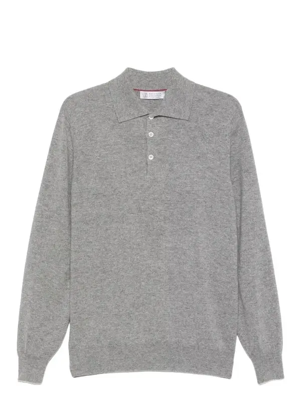 Brunello Cucinelli Long-sleeve Polo Shirt - Grey
