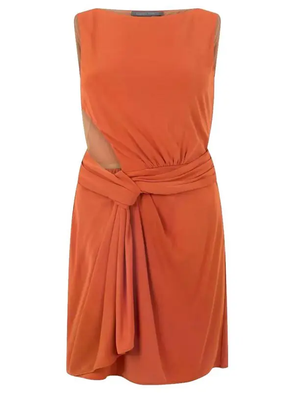 Alberta Ferretti Sleeveless Boat Neck Mini Dress - Orange