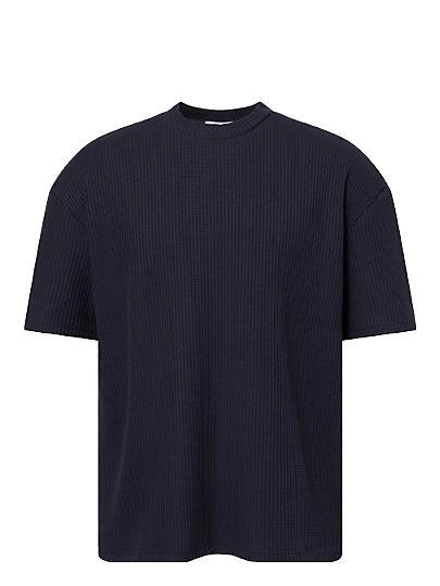 ARNE Relaxed-fit Waffle Woven T-shirt - Navy