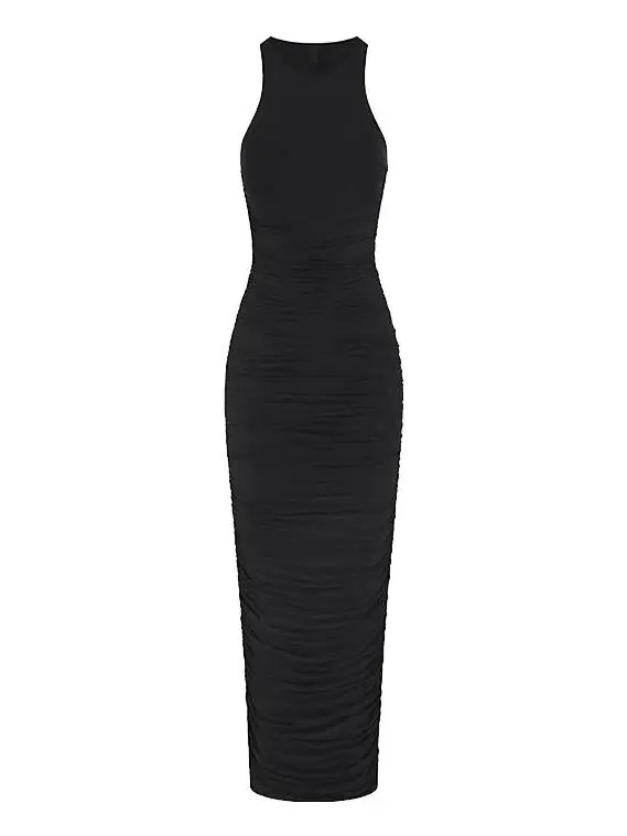 SKIMS Ruched Sleeveless Jersey Maxi Dress - Obsidian
