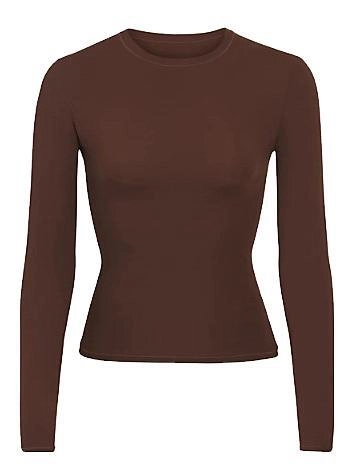 SKIMS Fits Everybody Long-sleeve Jersey T-shirt - Cocoa