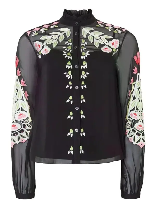 TEMPERLEY LONDON Rosalba Floral-embroidered Shirt - Black