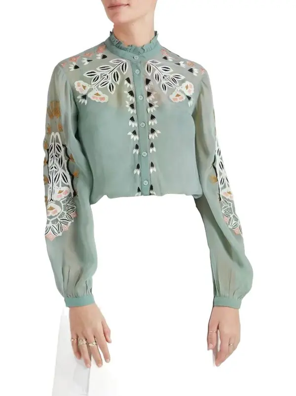 TEMPERLEY LONDON Rosalba Embroidered Shirt - Green