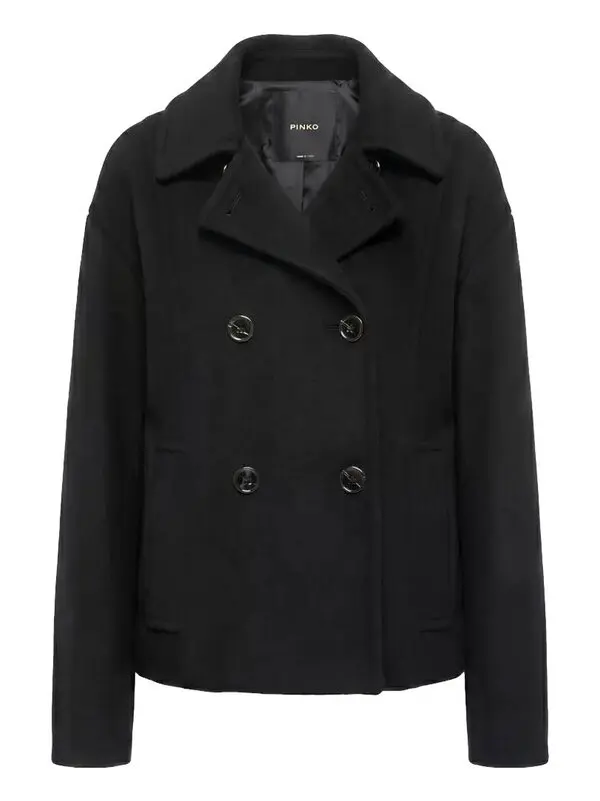 Pinko Double-breasted Wool Coat - Black