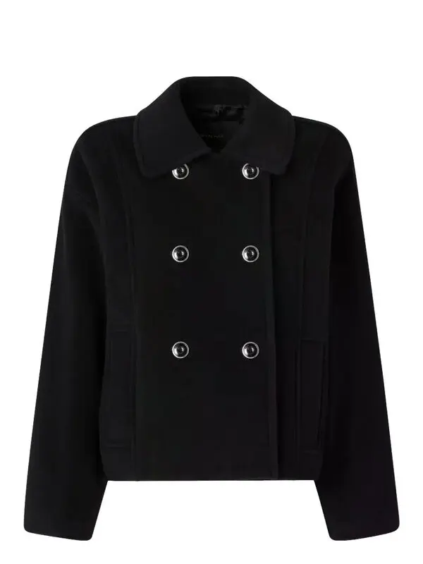 Pinko Double-breasted Wool Coat - Black
