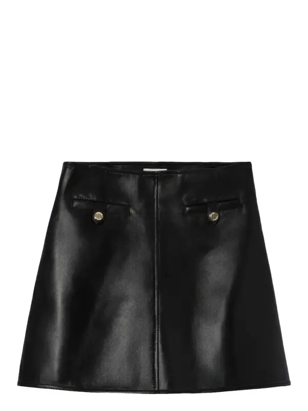 Claudie Pierlot A-line Leather Mini Skirt - Black