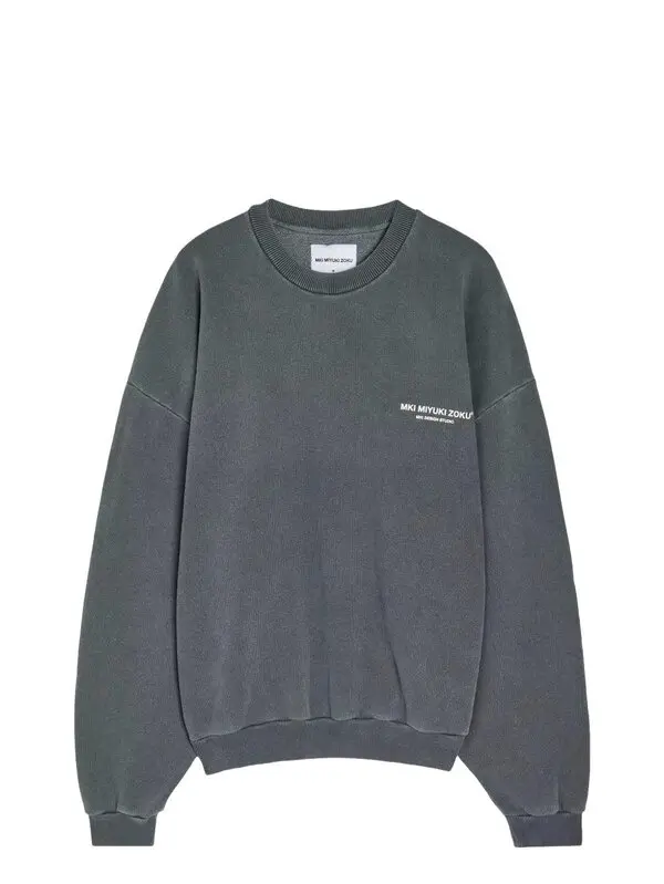 MKI MIYUKI ZOKU Logo Print Crew Neck Sweater - Grey