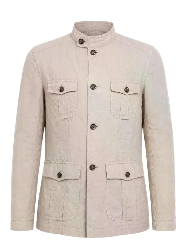 HUSKY Linen Button-up Jacket - Neutrals