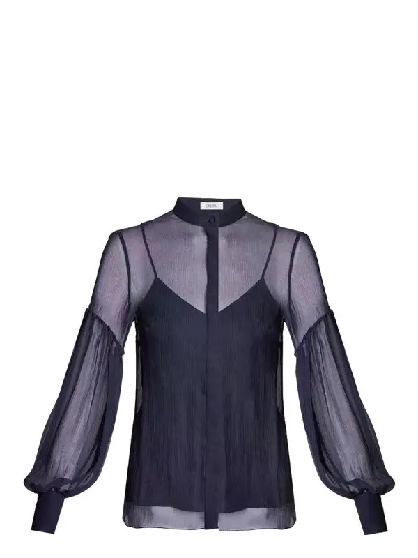 Erdem Sheer Blouson-sleeve Blouse - Blue