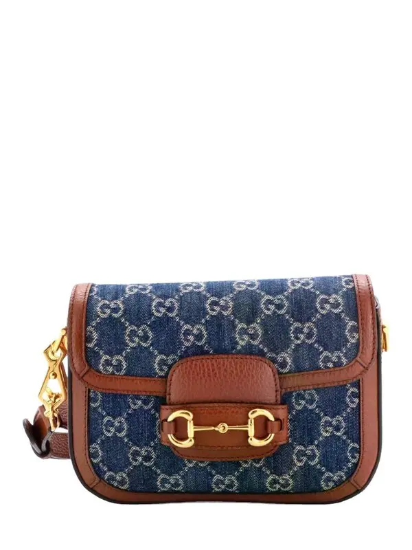Gucci Horsebit 1955 Gg Denim Mini Shoulder Bag - Blue