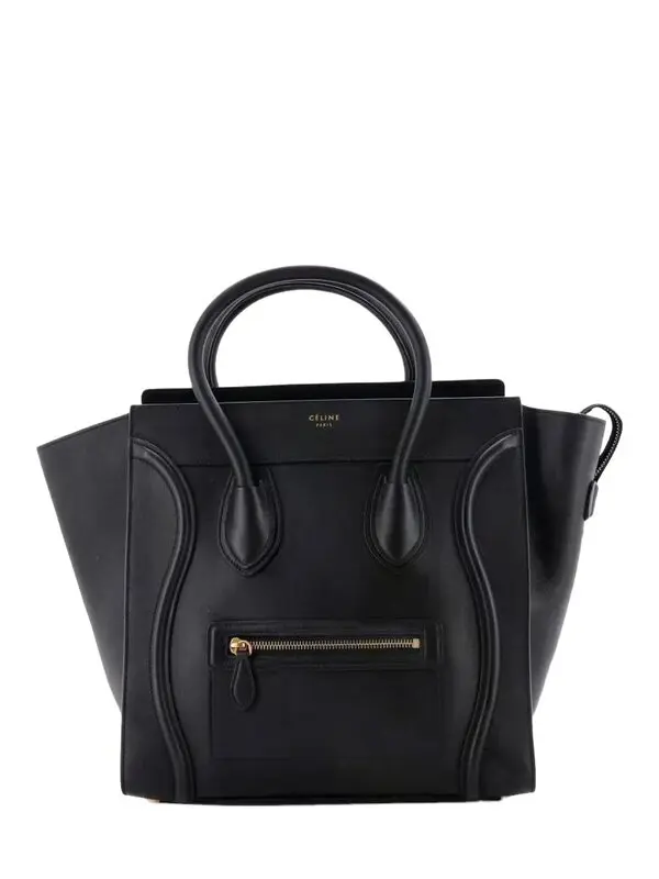 Celine Luggage Smooth Leather Mini Tote Bag - Black