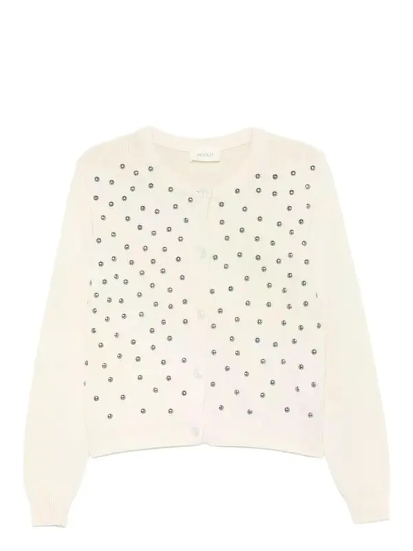 VICOLO Stud Embellished Cardigan - Neutrals