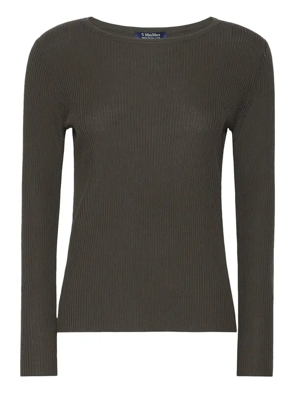 Max Mara Virgin Wool Rib-knit Sweater With Metallic Button Cuffs - Brown