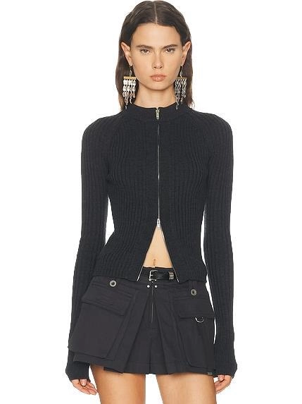 Isabel Marant Étoile Vice Zip-up Ribbed Knit Sweater - Anthracite