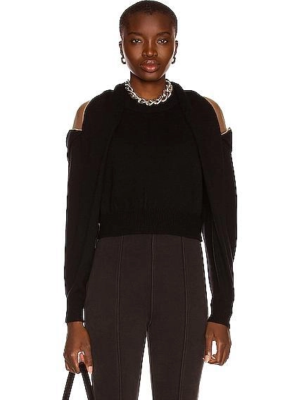 Alexander Wang Over The Shoulder Illusion Tulle Sweater - Black