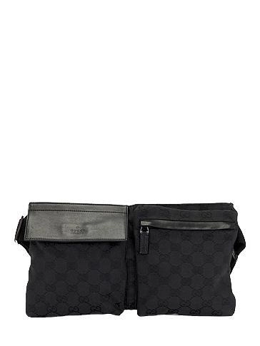 Gucci Gg Canvas Double Pocket Belt Bag - Black