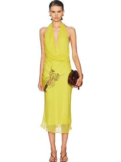 Staud Simona Sequined Graphic Dress - Citron