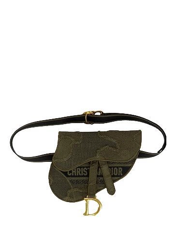 Dior Embroidered Camouflage Saddle Belt Bag - Khaki