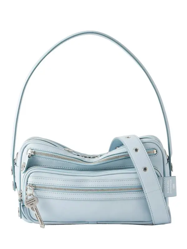 Acne Studios Logo-detailed Leather Shoulder Bag - Blue