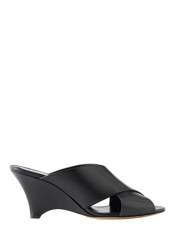 Le Monde Beryl Luca Leather Wedge Sandals - Black
